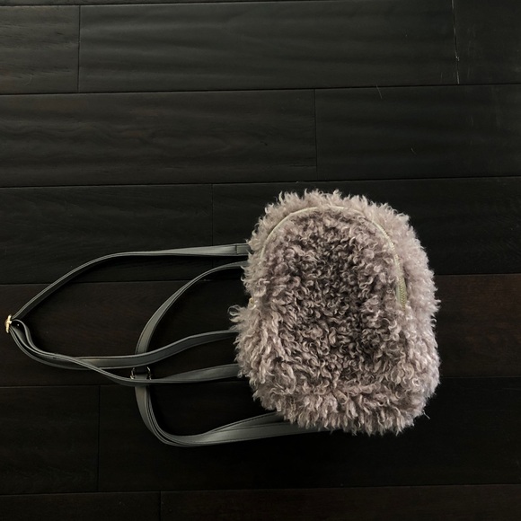 Bags | Purple Fuzzy Backpack | Poshmark